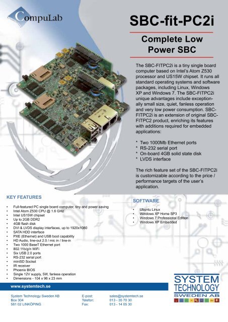 SBC-fit-PC2i - System Technology Sweden AB