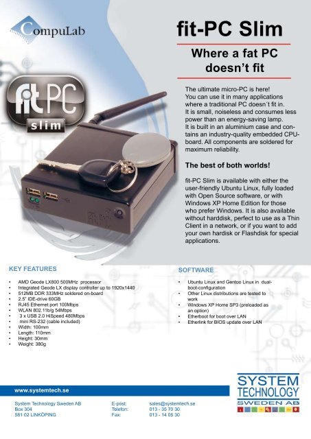 fit-PC Slim - System Technology Sweden AB