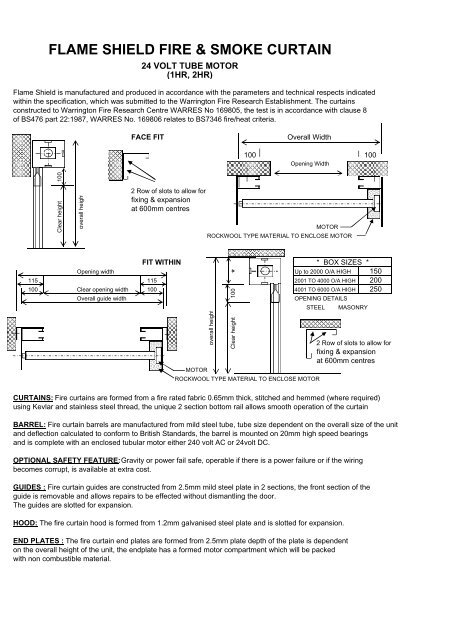 Flame Shield Fire & Smoke Curtain information sheet - Syston Doors