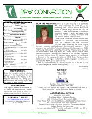 BPW CONNECTION BPW CONNECTION - Bpwcentralia.org