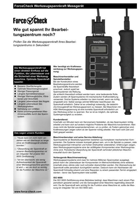 461.010G-ForceCheck Drawbar Clamping Force ... - TAC Rockford