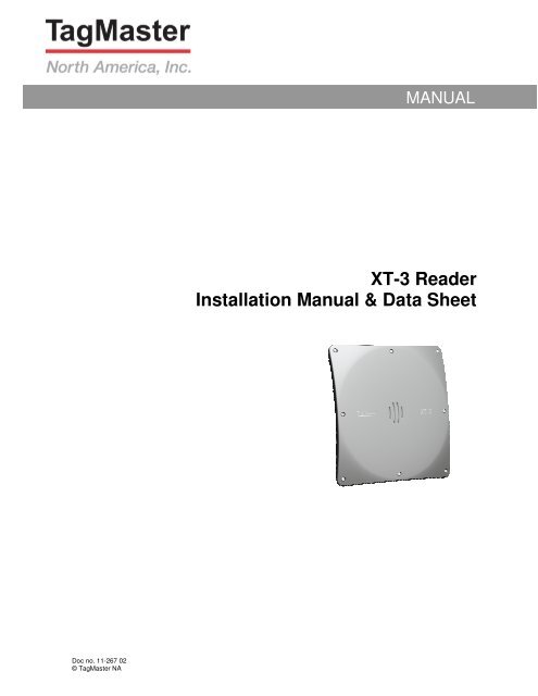 XT-3 Reader Installation Manual & Data Sheet - TagMaster North ...