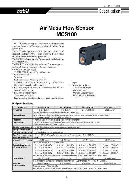 Air Mass Flow Sensor MCS100