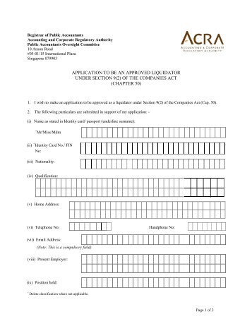 Companies (Winding Up) Rules - ACRA