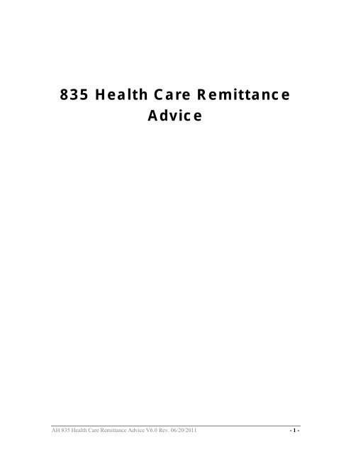 Health Care Remittance Advice (835) - AmeriHealth.com
