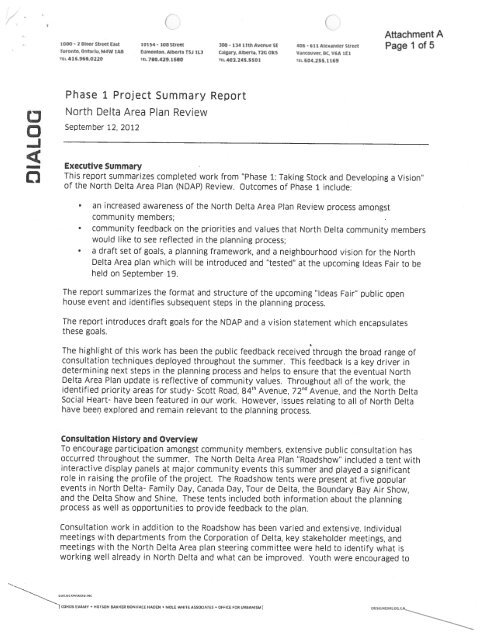 Phase 1 Project Summary Report - The Corporation of Delta