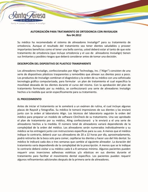 Printable Invisalign Consent Form - Printable Forms Free Online