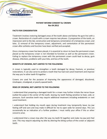 Informed Consent Form - Dr. Ben Thomas, Dentist