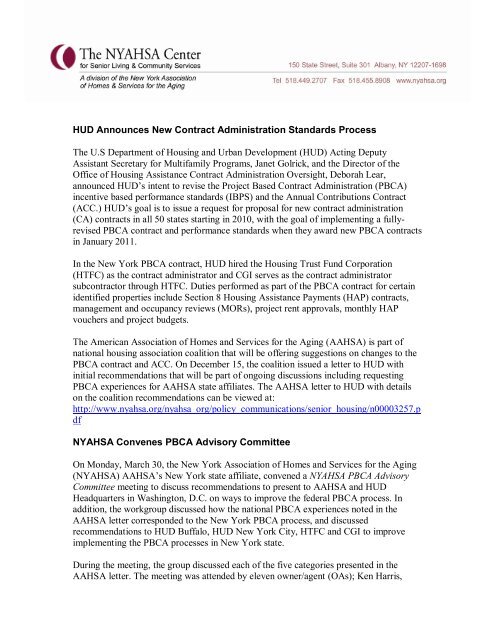 HUD Announces New Contract Administration Standards Process ...