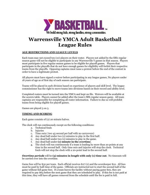 League Rules - the YMCA of Greater Cleveland