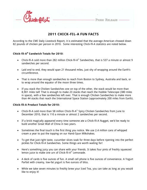 2011 CHICK-FIL-A FUN FACTS