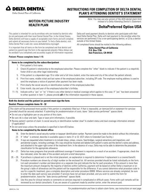 SAG-213 form - Delta Dental Insurance