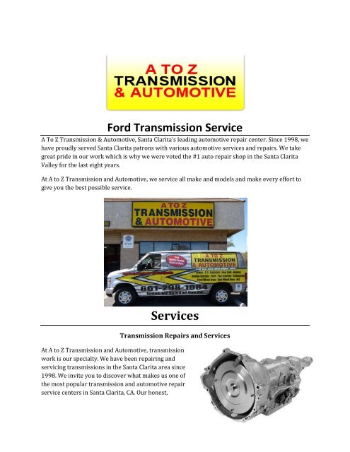 Ford Transmission Service Services