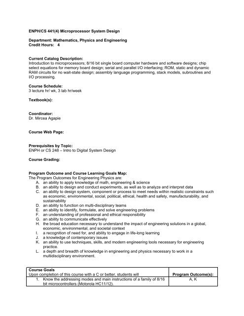 Microprocessor System Design - Tarleton State University Microprocessor System Design - Tarleton State University