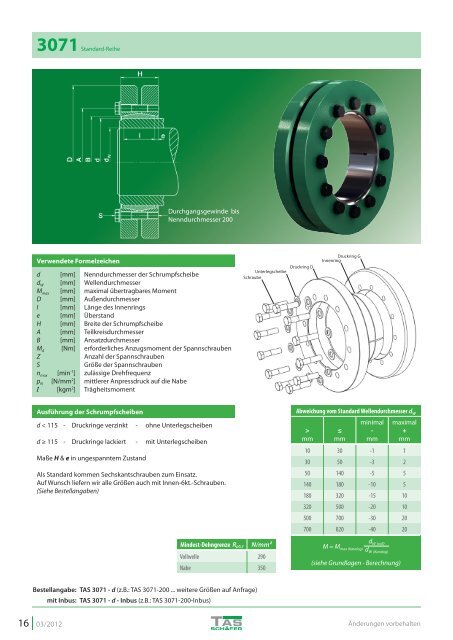 TAS Katalog - Schrumpfscheiben Typ 3071 (Standard-Reihe ...