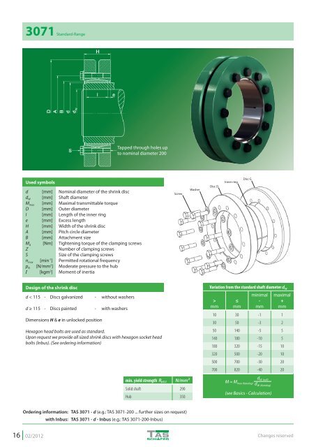 TAS Catalog - Shrink discs type 3071 (Standard-Range) - Extract of ...