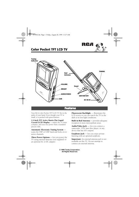 Color Pocket TFT LCD TV