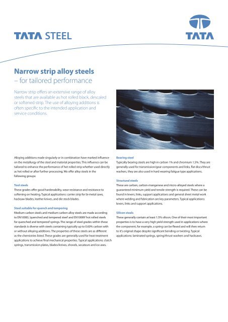 Alloy steel datasheet - Tata Steel