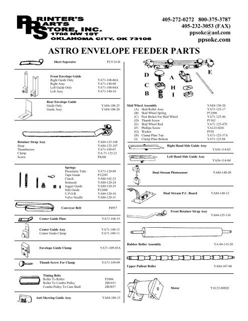 ASTRO ENVELOPE FEEDER PARTS - Ppsokc.com