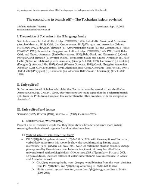 handout - Etymology and the European Lexicon