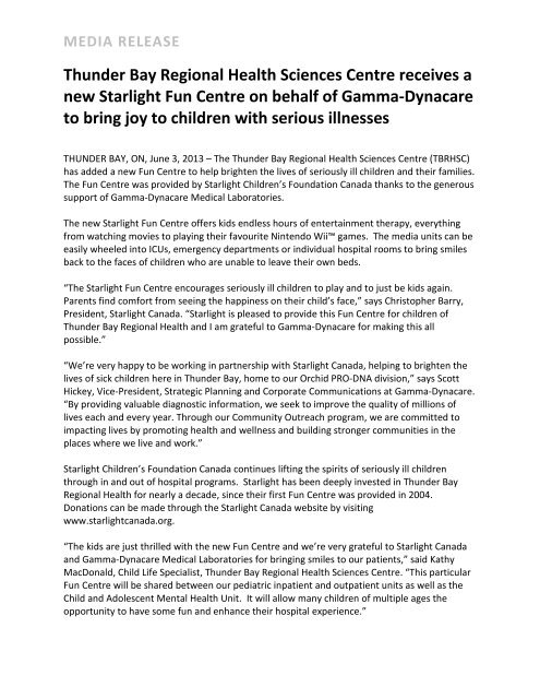 read more - Thunder Bay Regional Health Sciences Centre