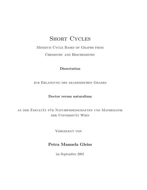 Short Cycles: Minimum Cycle Bases of Graphs from Chemistry and ...