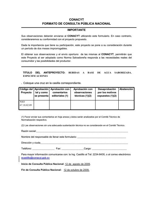 CONACYT FORMATO DE CONSULTA PÃ BLICA NACIONAL