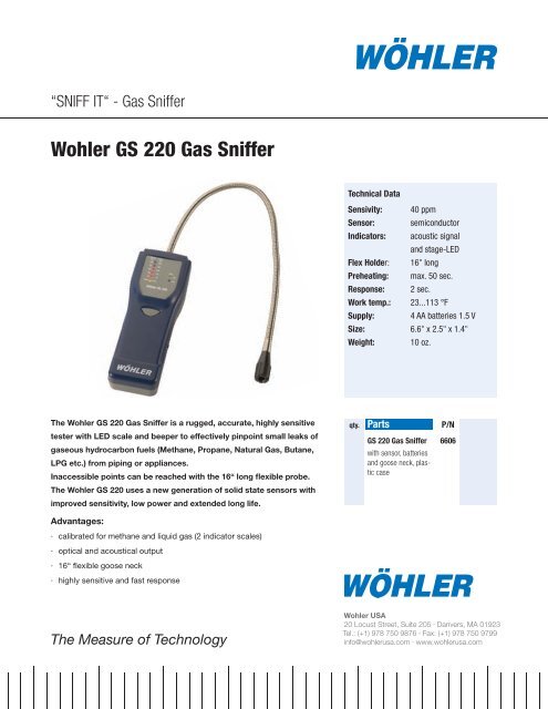 Wohler GS 220 Gas Sniffer - Wohler USA