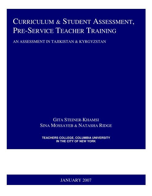 curriculum & student assessment, pre-service teacher training