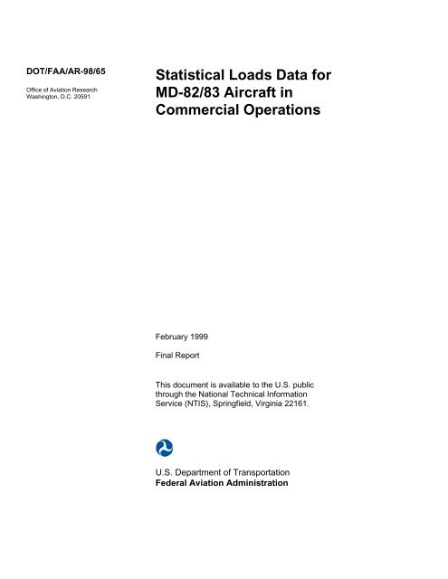 Statistical Loads Data for MD-82/83 Aircraft in Commercial ... - FAA