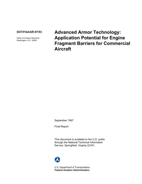 Advanced Armor Technology: Application Potential for Engine ... - FAA