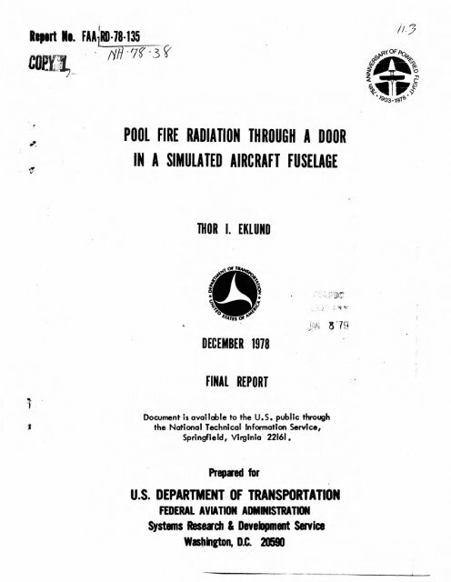 pool fire radiation through a door in asimulated aircraft fuselage - FAA
