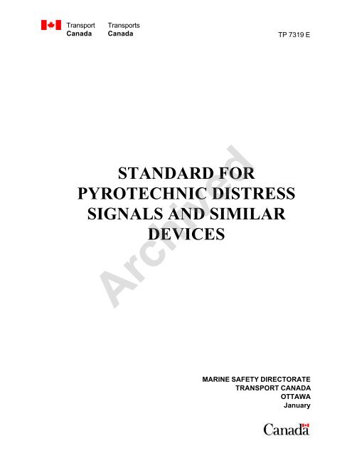 standard for pyrotechnic distress signals and similar devices
