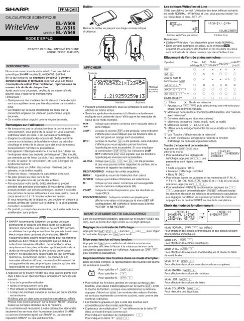 EL-W506 / W516 /W546 - Sharp
