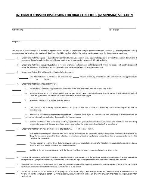 Oral Sedation Consent Form - Aliso Smiles