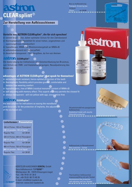Astron Kunststoff Clearsplint - KENTZLER-KASCHNER DENTAL ...