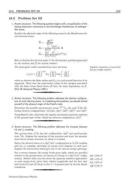 16.3 Problem Set III