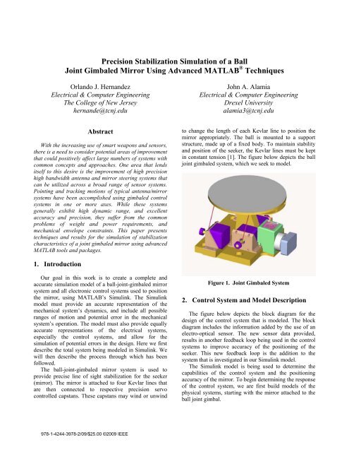 Precision Stabilization Simulation of a Ball Joint Gimbaled Mirror ...