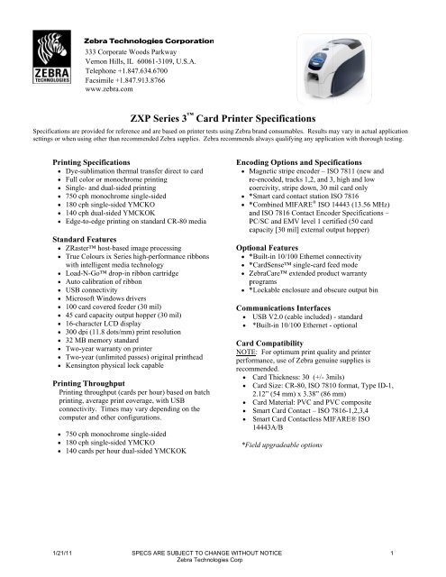 Zebra Zxp3 Id Card Printer Specification Discount Dealers | www ...