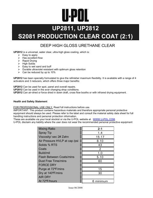 UP2811, UP2812 S2081 PRODUCTION CLEAR ... - TCP Global