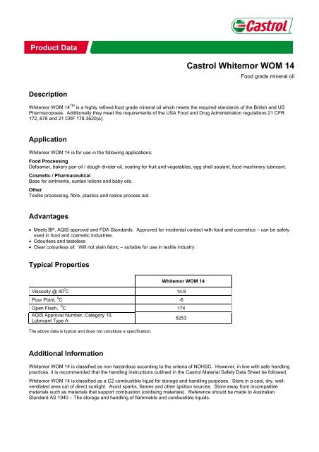 Castrol Whitemor WOM 14 - Castrol TDS