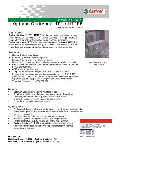 Optimol OptitempÂ® HT2 + HT2EP - Castrol TDS