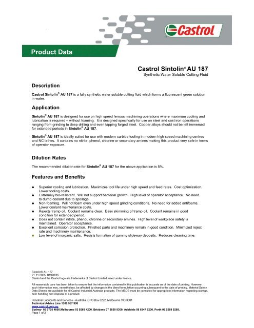 Product Data - Castrol TDS