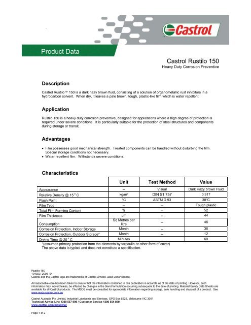 Product Data - Castrol TDS