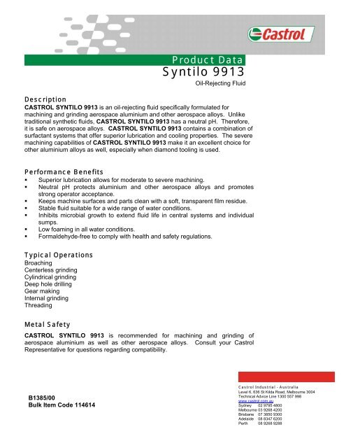 Syntilo 9913 - Castrol TDS