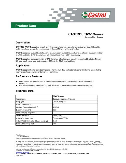 Product Data - Castrol TDS