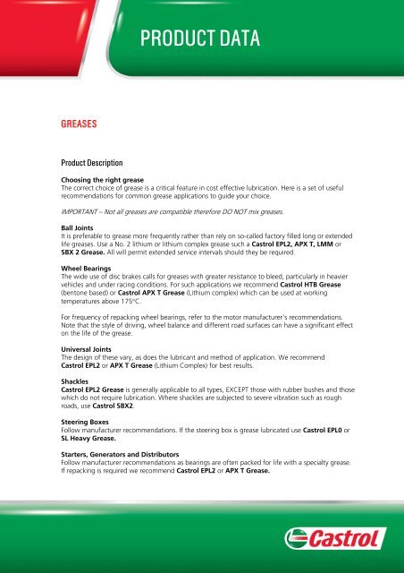 PRODUCT DATA - Castrol TDS
