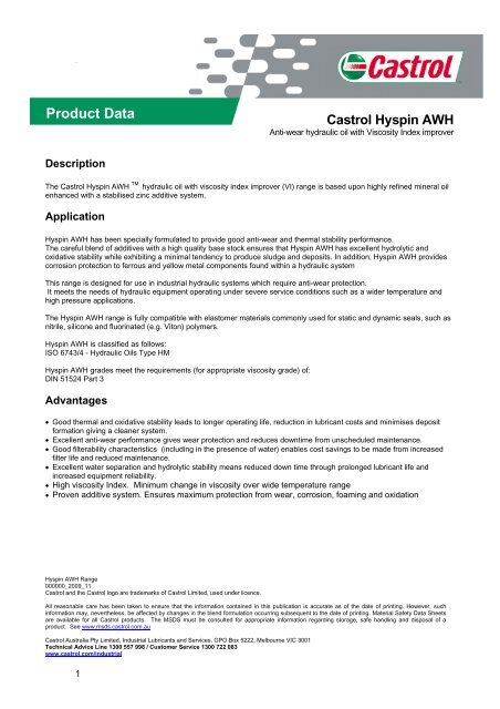 Product Data - Castrol TDS
