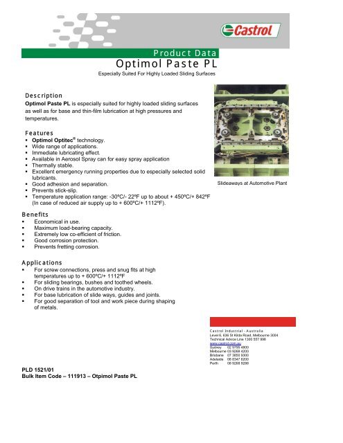 Optimol Paste PL - Castrol TDS