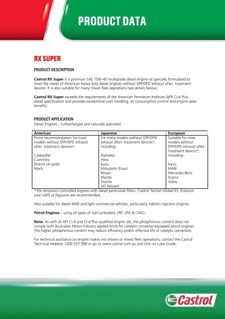 RXSuper 111801 2011 02 - Castrol TDS